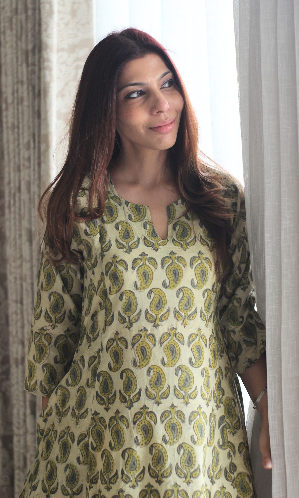 Cotton Handblock Vanaspati Print Earthy Kali Kurta – Baareeki